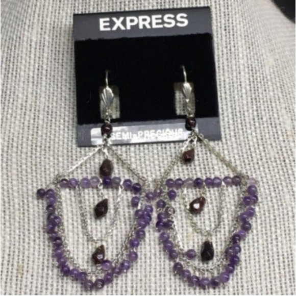 Express | Jewelry | Express Chandelier Pierced Earrings Dangle Purple ...